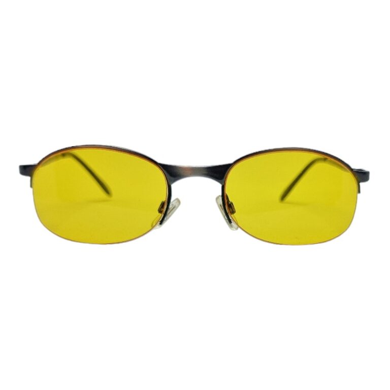 Y2K Solbriller med gule glas og mørkt metal stel | Leicester